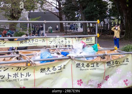 Classification trash rubbish garbage boxes in Ueno Park Tokyo to ...