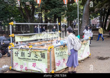 Classification trash rubbish garbage boxes in Ueno Park Tokyo to ...