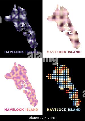Havelock Island map. Map of Havelock Island in dotted style. Borders of ...