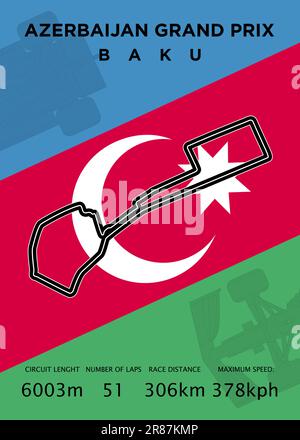 Road map of Baku in Azerbaijan. Contains layered vector with roads ...
