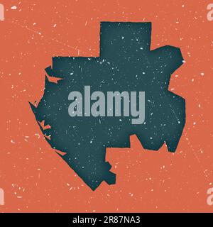 Gabon vintage map. Grunge poster with map of the country in retro color ...