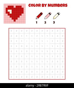 Color by numbers. Coloring book for kids.Pixel art Stock Vector Image ...