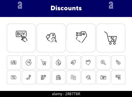 Store discounts line icon concept. Store discounts vector linear ...