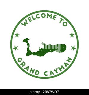 Grand Cayman vintage map. Grunge map of the island with distressed ...
