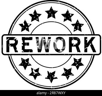 Grunge black rework word rubber seal stamp on white background Stock ...