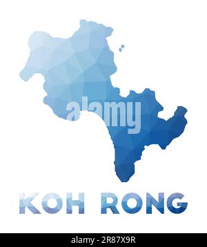 Koh Rong icon. Polygonal map of the island in gradient ring. Round low ...