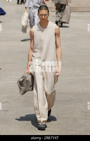 Milan, Italy. 19th June, 2023. A model presents a creation of SHANGHAI ...