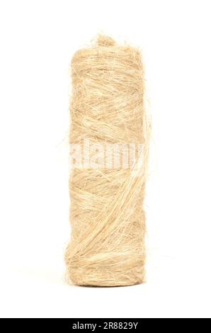 Fine hemp rope roll isolated on a white background Stock Photo - Alamy