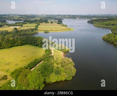 aerial view of the bewl water reservoir and water sport centre in Kent ...