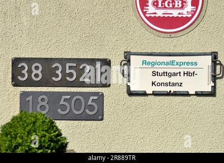 Sign: various railway signs, DB sign Stock Photo - Alamy