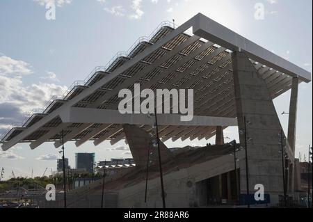Photovoltaic system, Diagonal Mar district, Barcelona, Catalonia, Spain ...
