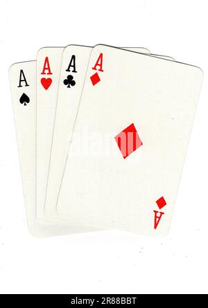 A fan of vintage playing cards featuring diamonds on a white background ...