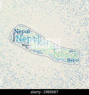 Nepal Word Cloud. Country shape with region division. Nepal typography ...