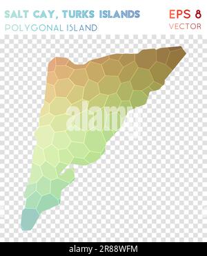 Salt Island polygonal map, mosaic style island. Juicy low poly style ...
