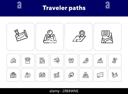 Traveler paths line icon set Stock Vector Image & Art - Alamy