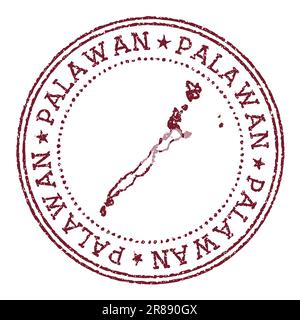 Palawan badge. Map of the island with beautiful geometric waves and ...
