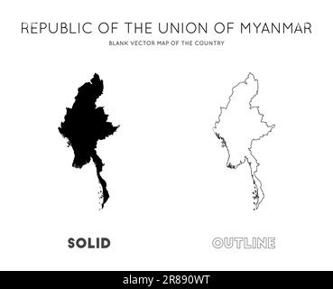 Myanmar map. Blank vector map of the Country with regions. Borders of Myanmar for your ...