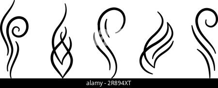 Steam line symbols. Smell of cooking food vapour smoke outline vector ...