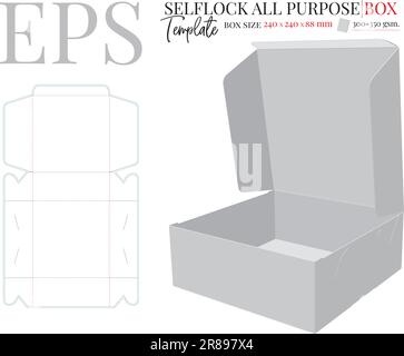 Self locking Box Template, Vector with die cut, laser cut layers. Self ...