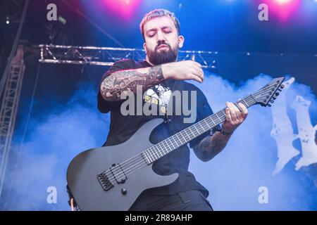 Copenhagen, Denmark. 14th, June 2023. The British metalcore band Heriot ...