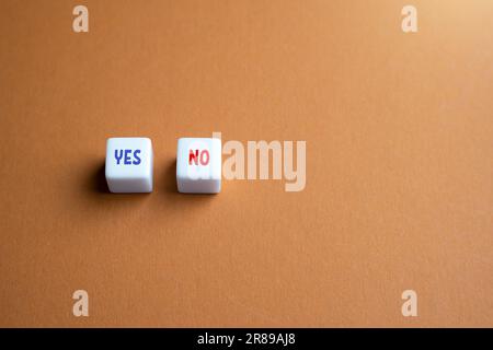 Yes or No. Choice between acceptance and rejection. Decision making ...