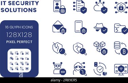 Cyber security solutions black solid desktop icons pack Stock Vector Image & Art - Alamy