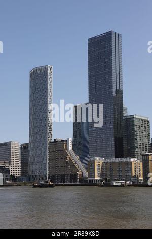 London docklands skyline including Newfoundland, Landmark Pinnacle and ...
