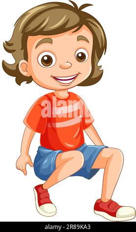 Girl cartoon charater sitting isolated illustration Stock Vector Image ...