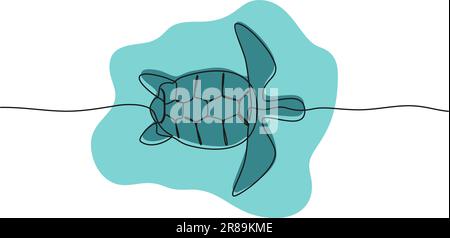 Continuous line drawing of sea turtle. Animal one line art. Vector ...