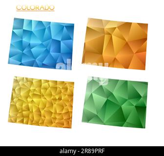 Map of Colorado state, USA. Set of Colorado maps with outline border ...