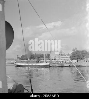 Actual 16-1950: The fjord's included swans.Steamboats in the Oslofjord ...