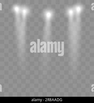 Spotlights With Rays. Shining light beams isolated. Vector transparent light effect Stock Vector ...