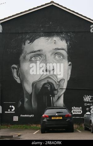 Ian Curtis mural, Manchester City centre, Grater Manchester, England ...
