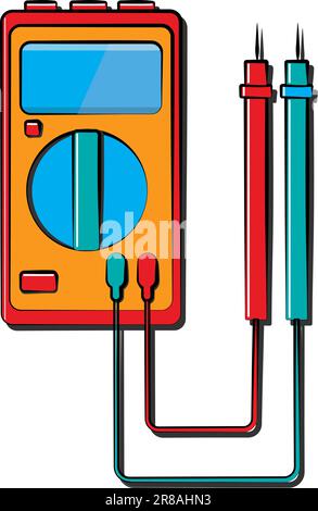 A small red blue electricity meter, tester, digital multimeter, for ...