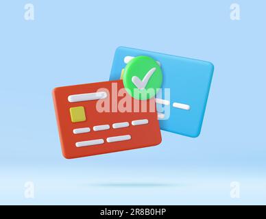 3d credit cards with green checkmark Stock Vector Image & Art - Alamy