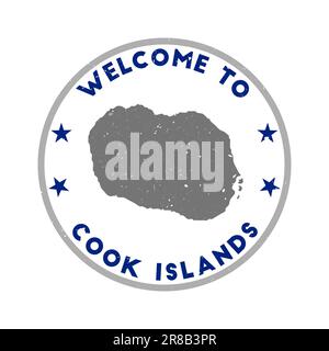 Cook Islands vintage map. Grunge map of the island with distressed ...