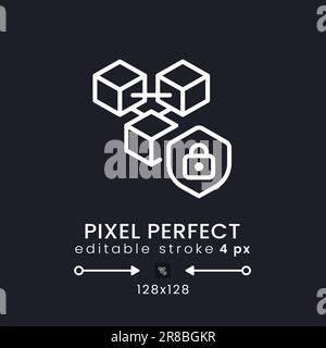 Blockchain network white linear desktop icon on black Stock Vector Image & Art - Alamy