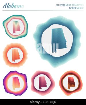 Alabama logo. Badge of the US state. Layered circular sign around ...