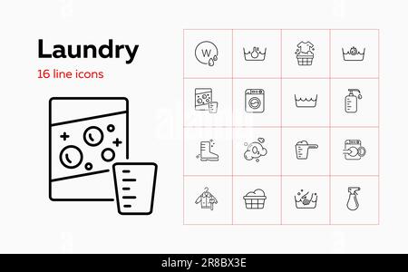 Washing machine manual icon set. Signs and symbols for washing machine ...