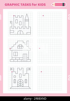 Drawing by cells. Educational game for preschool children. Worksheets ...