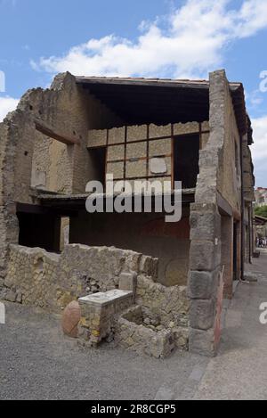 Remains of buildings at the Roman town of Herculaneum, buried in the ...