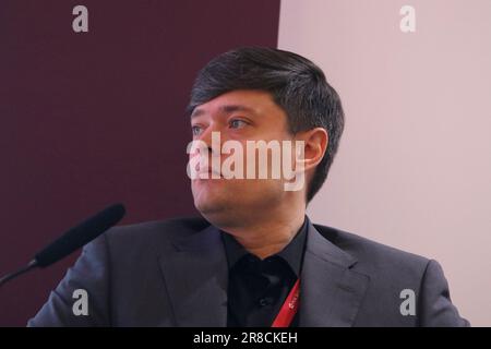 Arkady Vodakhov, General Producer, TV channel "TNT", attends a session ...