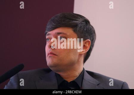Arkady Vodakhov, General Producer, TV channel "TNT", attends a session ...