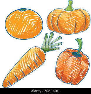 Yellow Foods in Pencil Colour Sketch Simple Style illustration Stock ...
