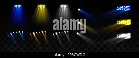 Yellow stadium concert show light isolated set. Blue spotlight ...