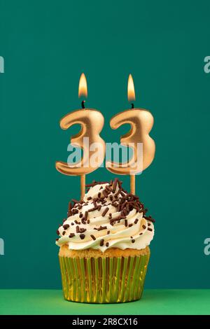 Number 33 birthday candle - Anniversary card with balloons Stock Photo ...