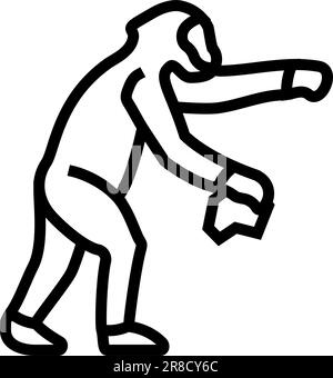 Ancient monkey or homo erectus black silhouette, human ancestor cartoon ...