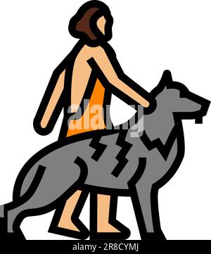 domestication animals human evolution color icon vector illustration ...