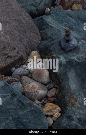 Rock structures on the shoreline of "Narragansett Beach" in Rhode ...