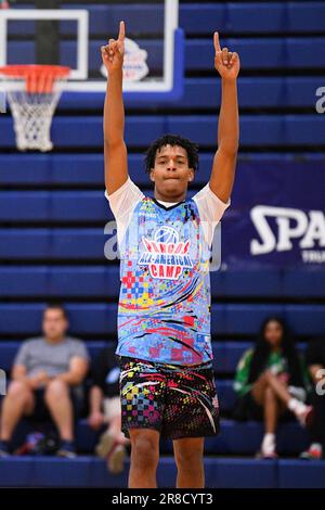 LAS VEGAS, NV - JUNE 05: Aiden Sherrell looks on during the Pangos All ...